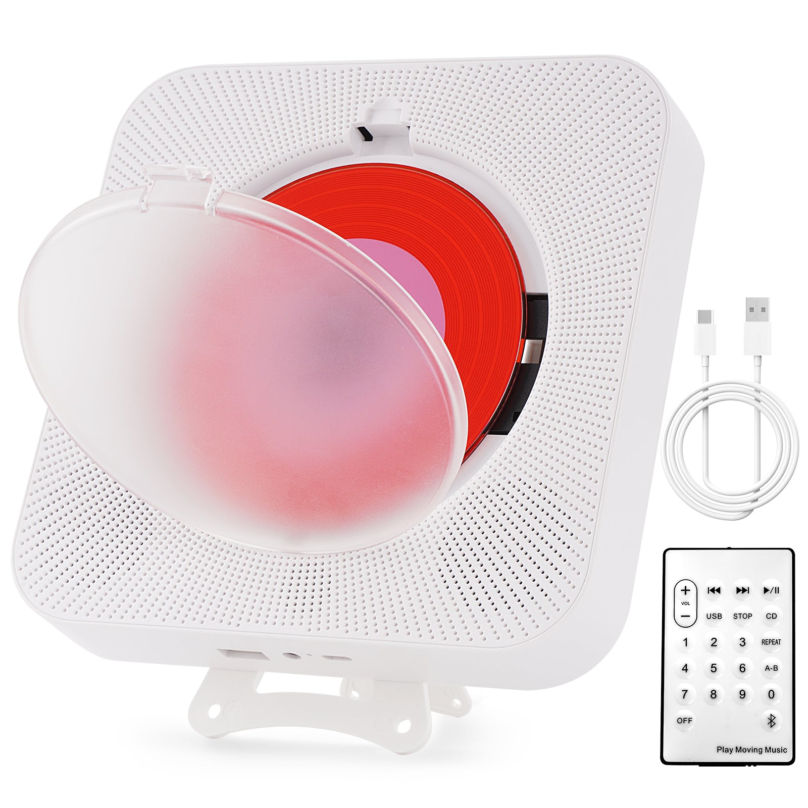 Yintiny WHITE CD Player With Speaker, Portable CD Player For Home Deco