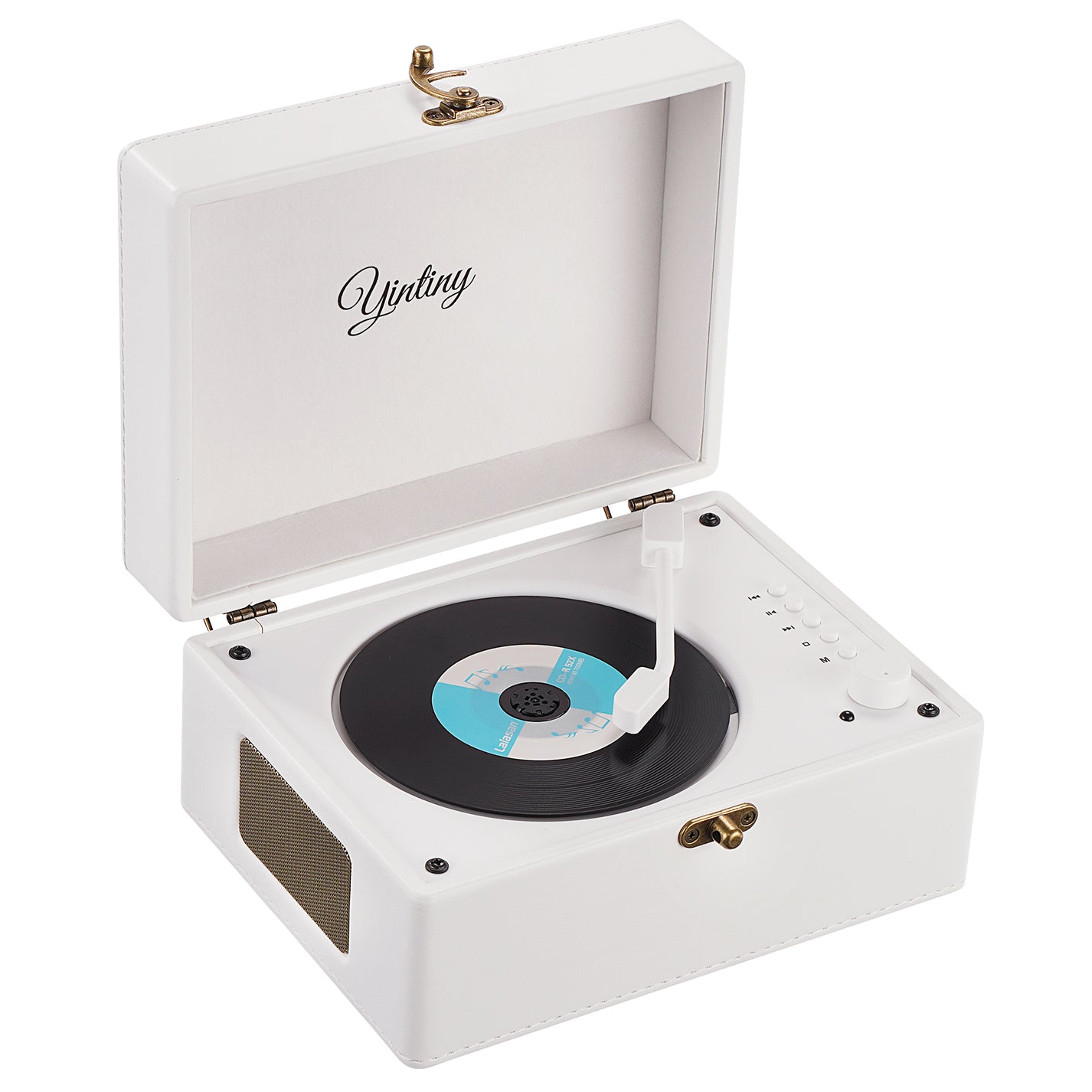 Yintiny Rechargeable Leather CD Player with Speakers; Bluetooth Transm