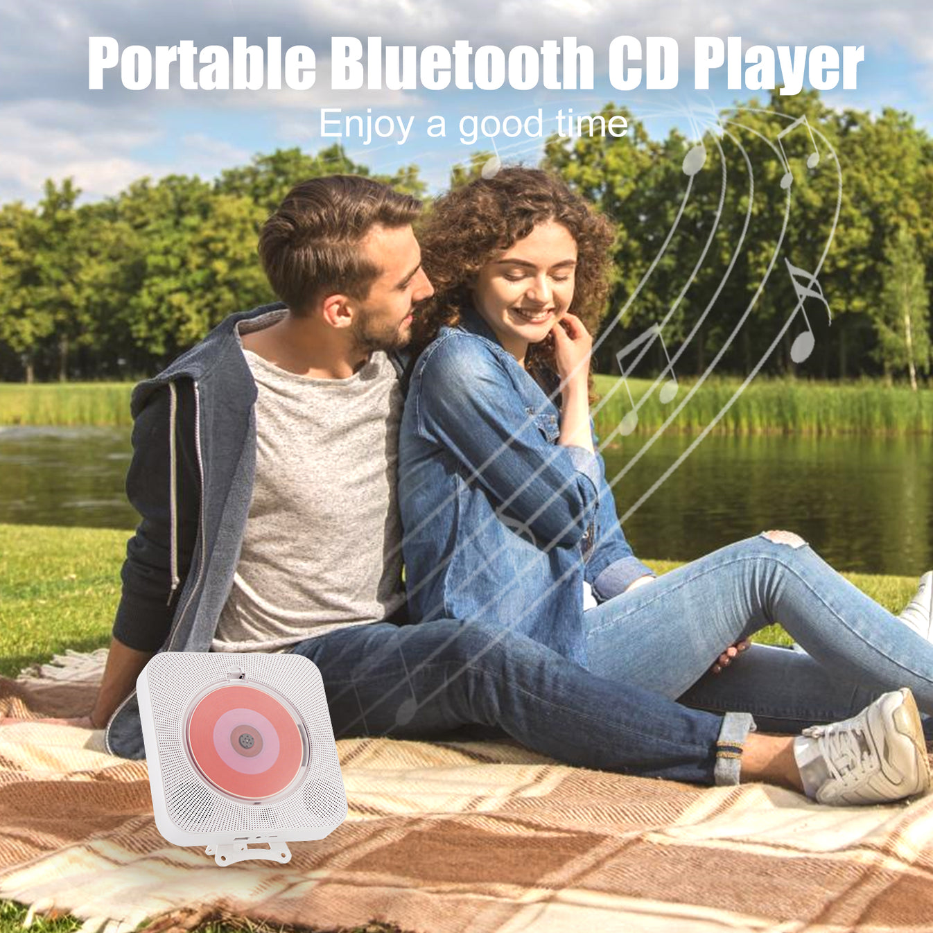 Yintiny WHITE CD Player With Speaker, Portable CD Player For Home Deco