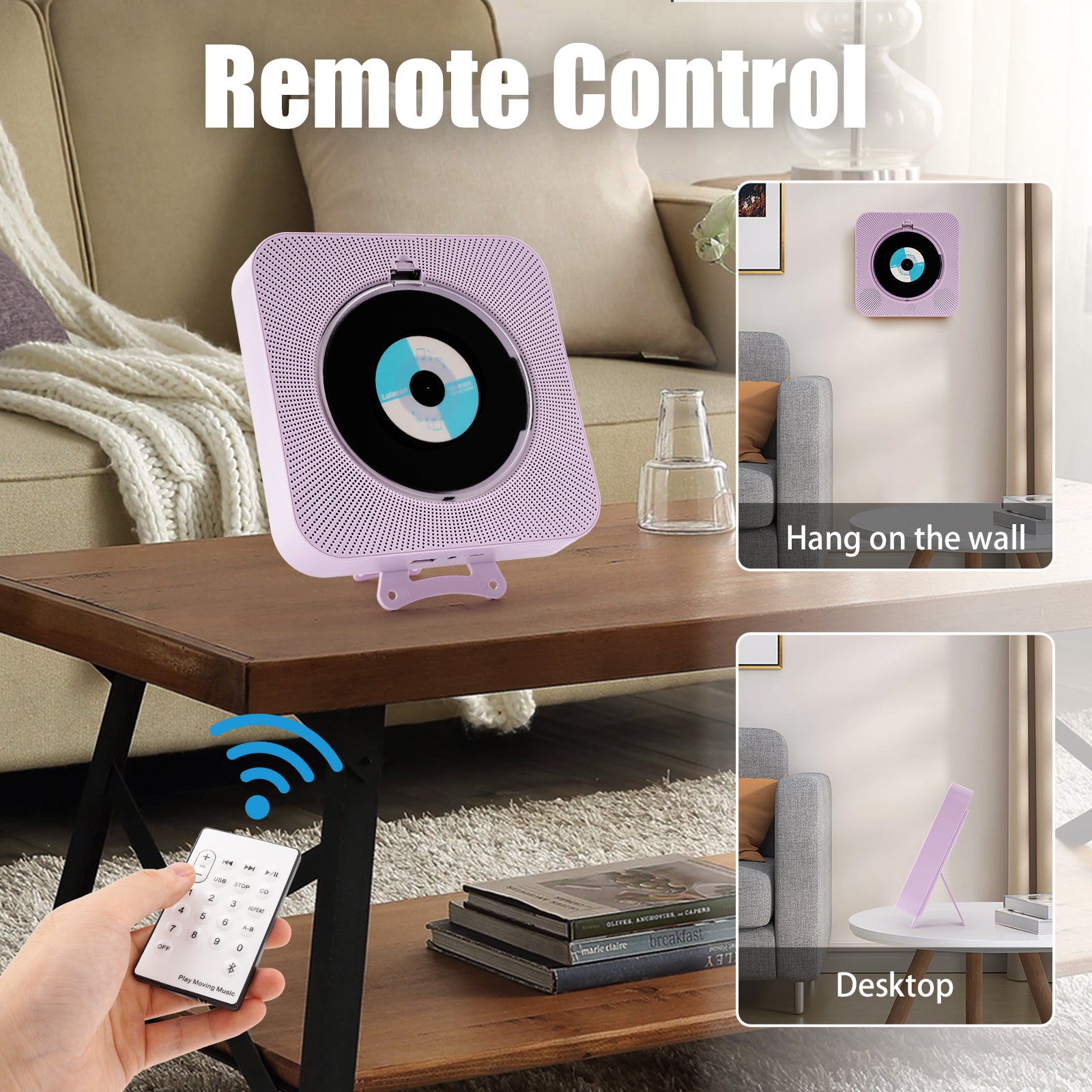 Yintiny PURPLE CD Player With Speaker, Portable CD Player For Home Dec